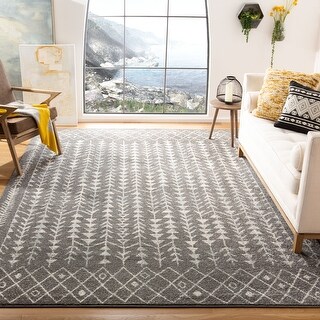 SAFAVIEH Tulum Sharie Moroccan Boho Rug - Dark Grey/Ivory - 9' x 12 ...